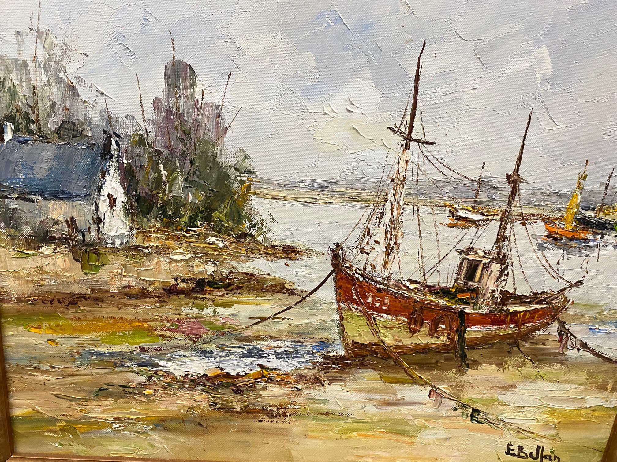 รูปเพ้นท์สีน้ำมันมีลายเซ็นE.Buffanมือสองฝรั่งเศส | บงชูร์ แอนติก